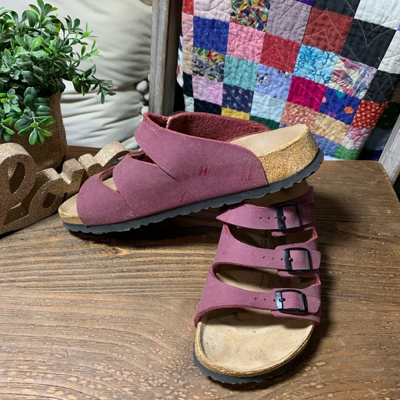 Birkenstock | Shoes | Birkis Marseille Suede Leather Sandals Purplesize ...